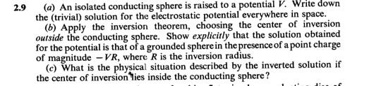 Solved 2.9 (a) An isolated conducting sphere is raised to a | Chegg.com