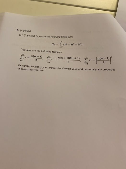 Solved 3. (6 points) @) (3 points) Calculate the following | Chegg.com
