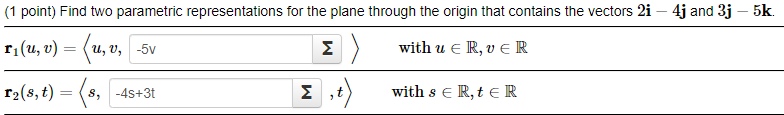 Solved (1 ﻿point) ﻿Find two parametric representations for | Chegg.com