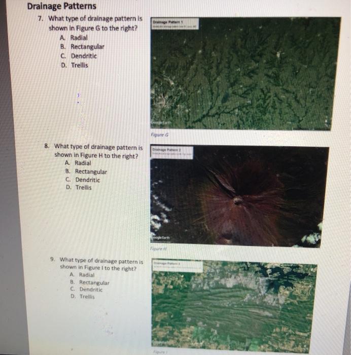 Solved Drainage Patterns 7. What type of drainage pattern is | Chegg.com