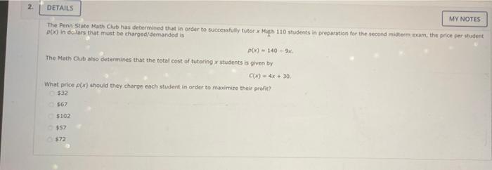Solved 2 DETAILS MY NOTES The Penn State Math Club has | Chegg.com