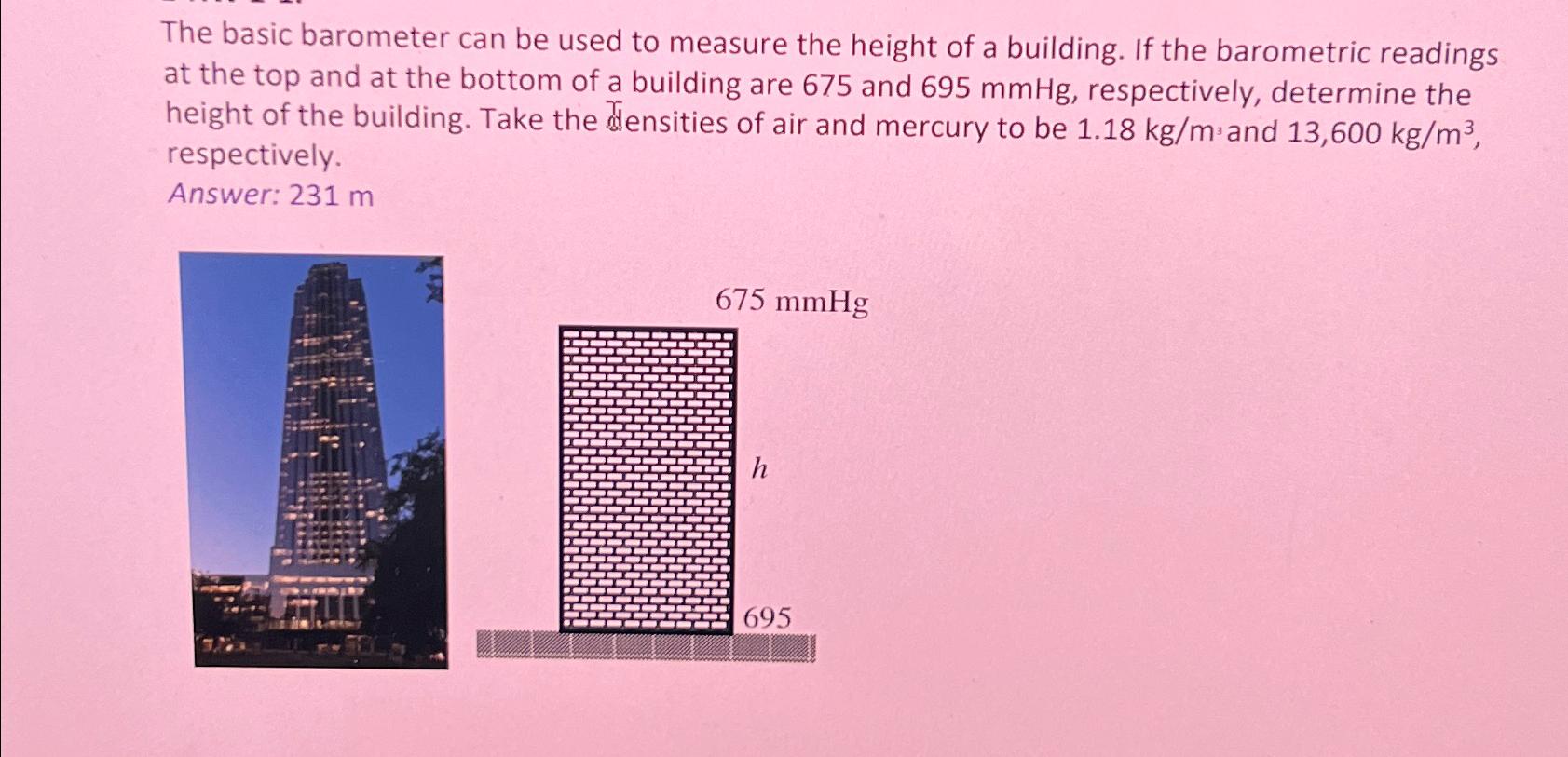 Solved The basic barometer can be used to measure the height | Chegg.com