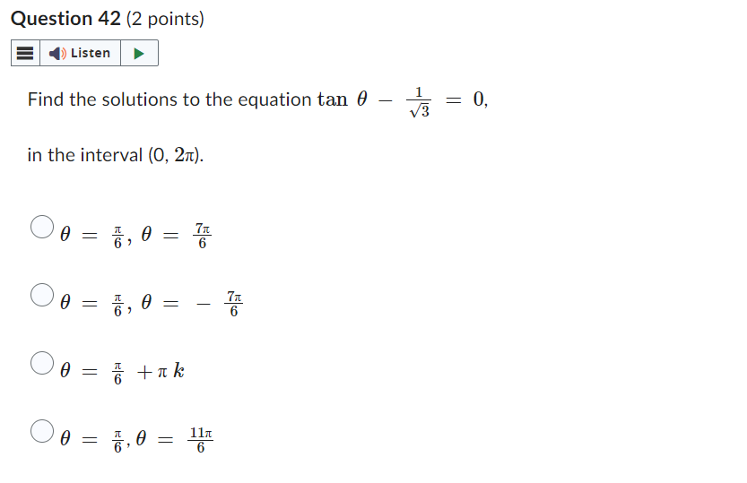 Solved Question 42 (2 ﻿points)Find the solutions to the | Chegg.com