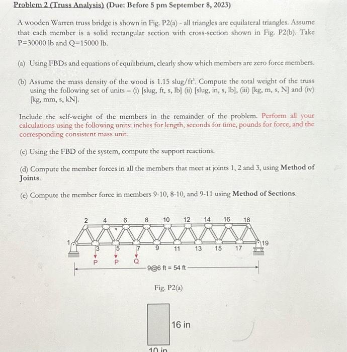 Problem 2 (Truss Analysis) (Due: Before 5 pm | Chegg.com