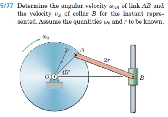 Solved 5/77 ﻿Determine the angular velocity ωAB ﻿of link AB | Chegg.com