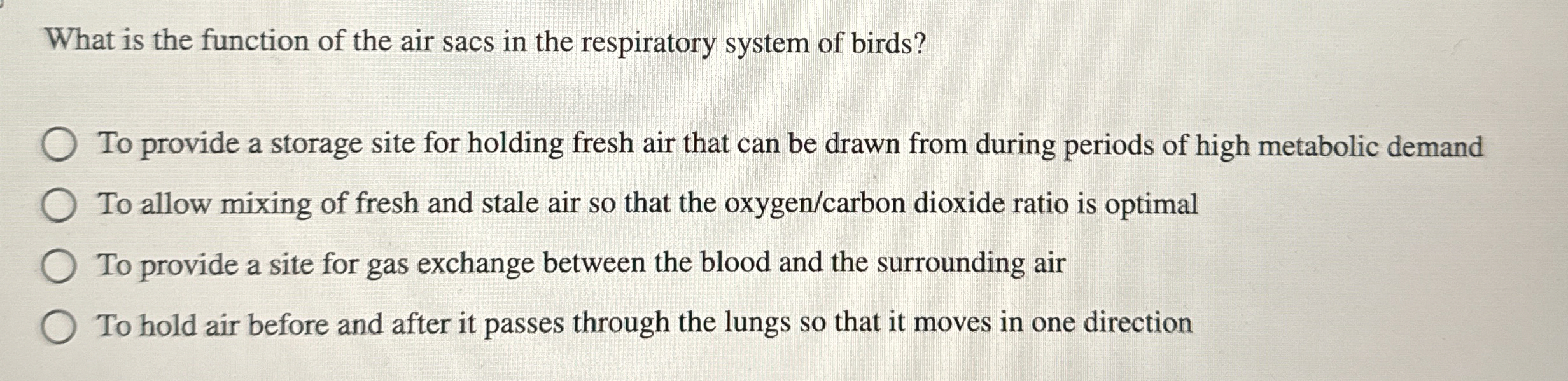 Solved What is the function of the air sacs in the | Chegg.com