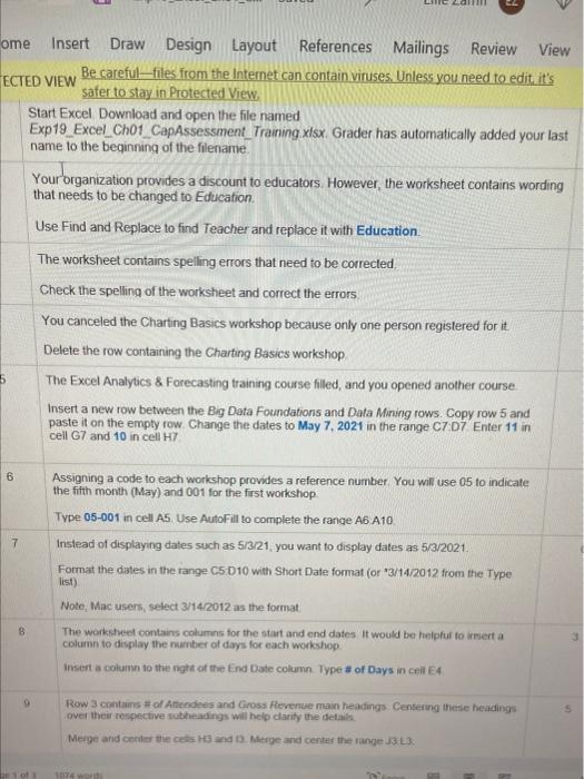 Solved ome Insert Draw Design Layout References Mailings | Chegg.com