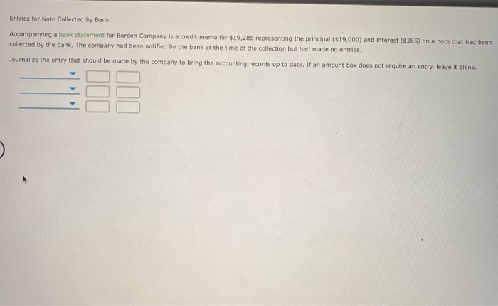 Solved Entries for Note Collected by Bank Accompanying a | Chegg.com