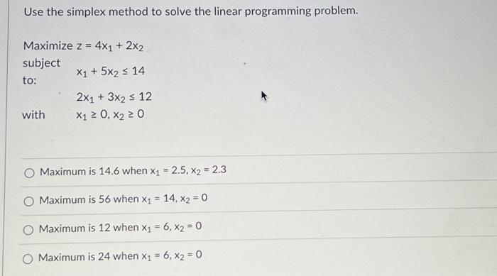Solved Use the simplex method to solve the linear | Chegg.com