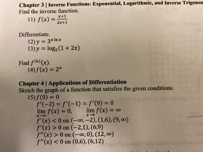 Solved Chapter 3 Inverse Functions: Exponential, | Chegg.com