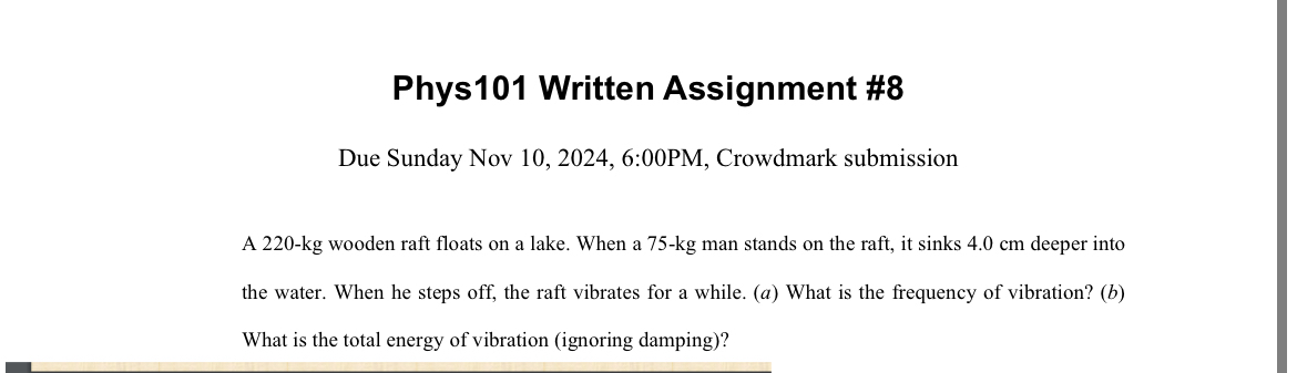 Solved Phys101 ﻿Written Assignment #8Due Sunday Nov | Chegg.com