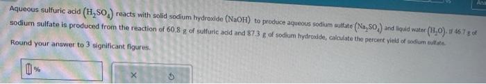 Solved Aqueous sulfuric acid (H2SO4) reacts with solid | Chegg.com