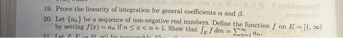 Solved 19. Prove the linearity of integration for general | Chegg.com
