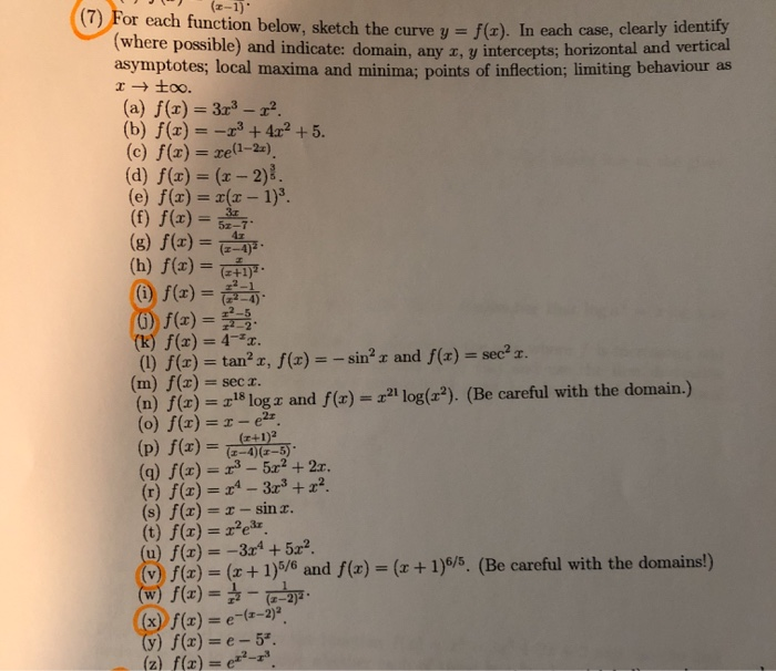 Solved (z-1) (7) For each function below, sketch the curve y | Chegg.com