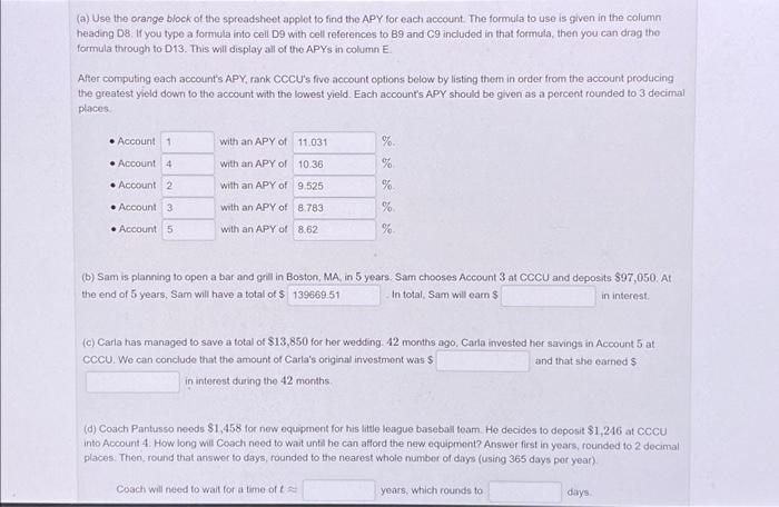 Thece is a bug in the spreadsheet applet that causes | Chegg.com
