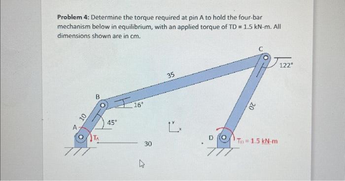 Solved Problem 4: Determine the torque required at pin A to | Chegg.com