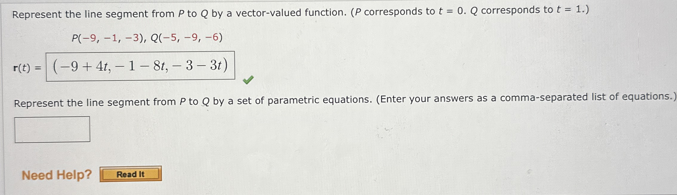 Solved Represent the line segment from P ﻿to Q ﻿by a | Chegg.com