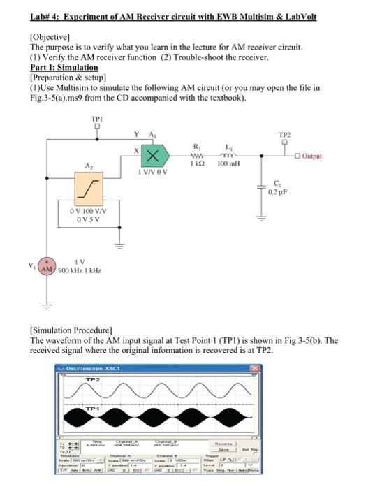 Solved Lab# 4: Experiment of AM Receiver circuit with EWB | Chegg.com