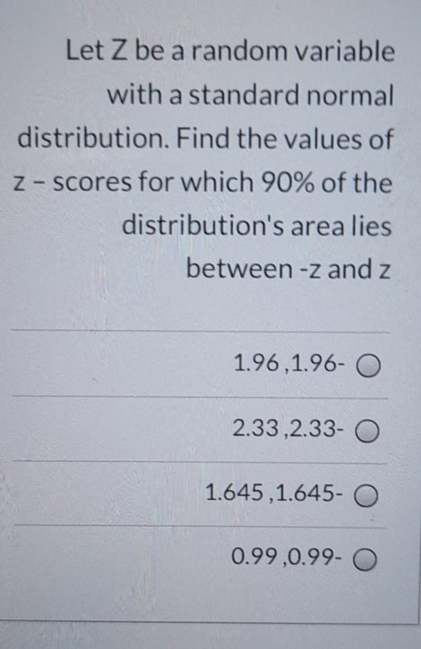 Solved Let Z be a random variable with a standard normal | Chegg.com