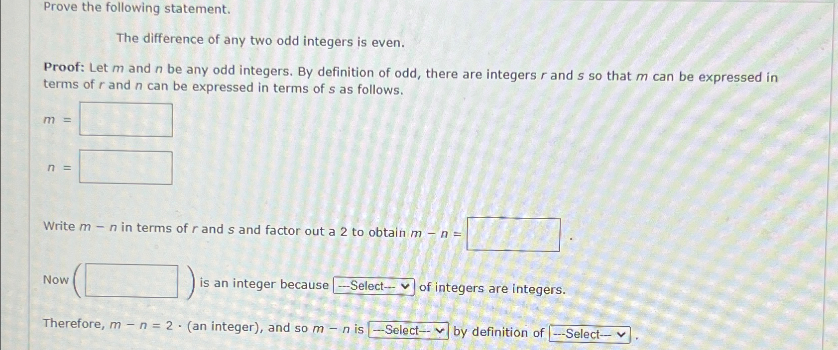 Solved Prove the following statement.The difference of any | Chegg.com