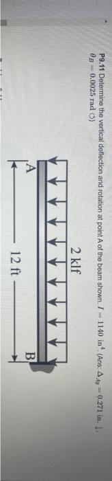 Solved P9 11 Determine The Vertical Deflection And Rotation