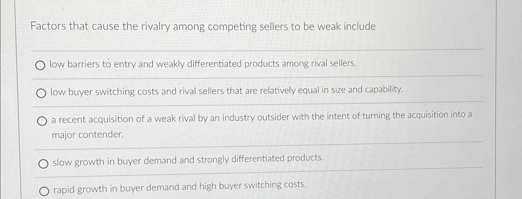 Solved Factors that cause the rivalry among competing | Chegg.com