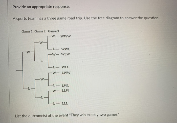 Solved Provide an appropriate response. A sports team has a | Chegg.com