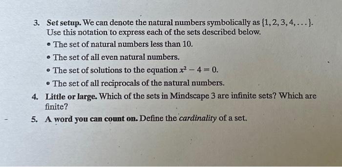 Solved 3. Set setup. We can denote the natural numbers | Chegg.com