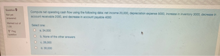 Solved Question 9 Not yet answered Compute net operating | Chegg.com