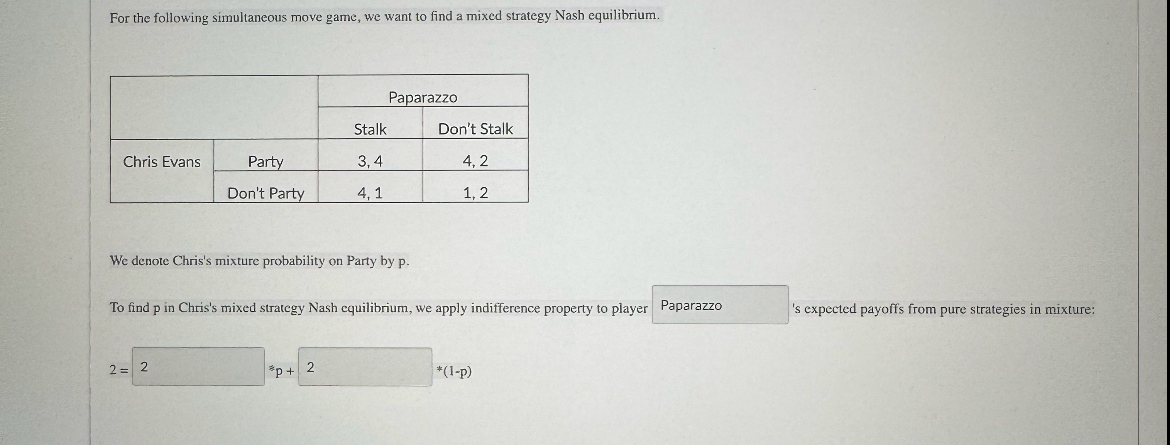 Solved For the following simultaneous move game, we want to | Chegg.com