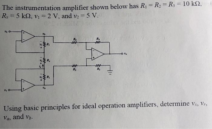 Solved The instrumentation amplifier shown below has | Chegg.com