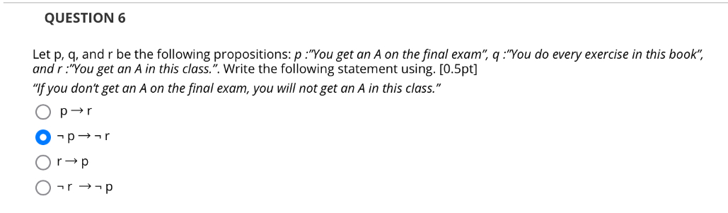 Solved QUESTION 6Let p,q, ﻿and r ﻿be the following | Chegg.com