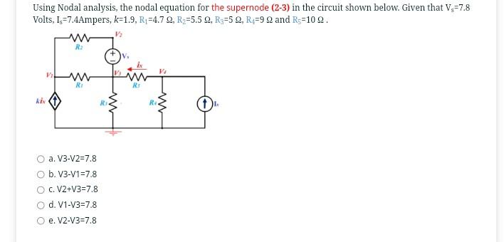 Solved Using Nodal analysis, the nodal equation for the | Chegg.com