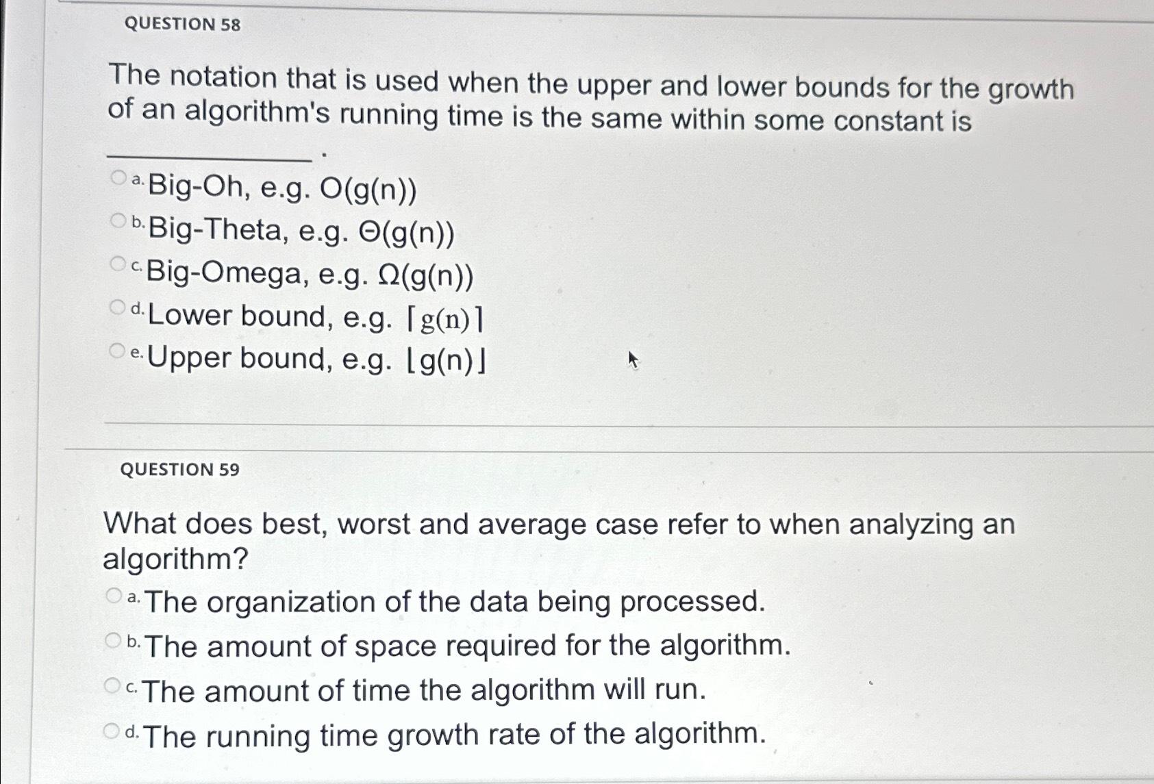 Solved QUESTION 58The notation that is used when the upper | Chegg.com