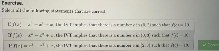 Solved Exercise. Select all the following statements that | Chegg.com