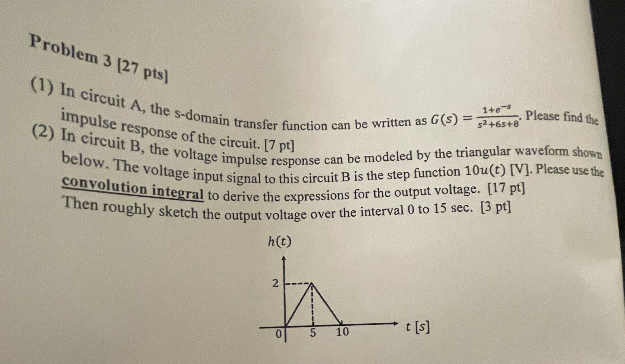 Solved Problem 3 [27 ﻿pts](1) ﻿In circuit A, ﻿the s-domain | Chegg.com