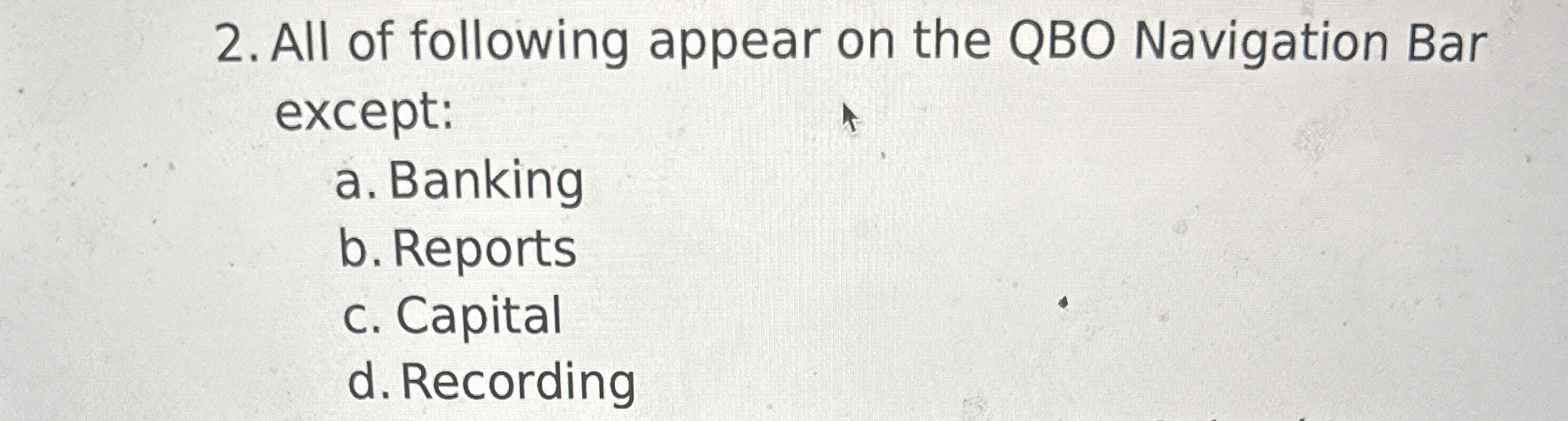 Solved All of following appear on the QBO Navigation Bar | Chegg.com