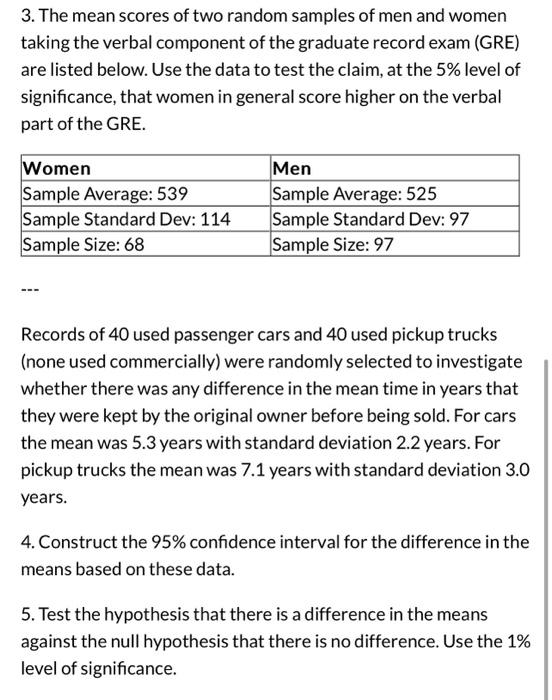Solved Section 9.1: Comparing Two Population Means Construct | Chegg.com