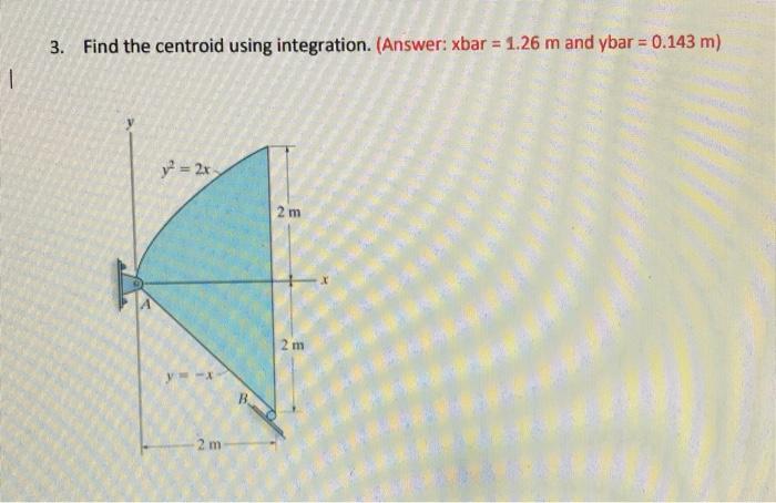 Solved 3. Find the centroid using integration. (Answer: | Chegg.com