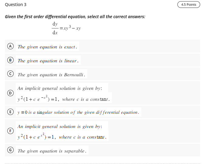 Solved Question 3Given the first order differential | Chegg.com