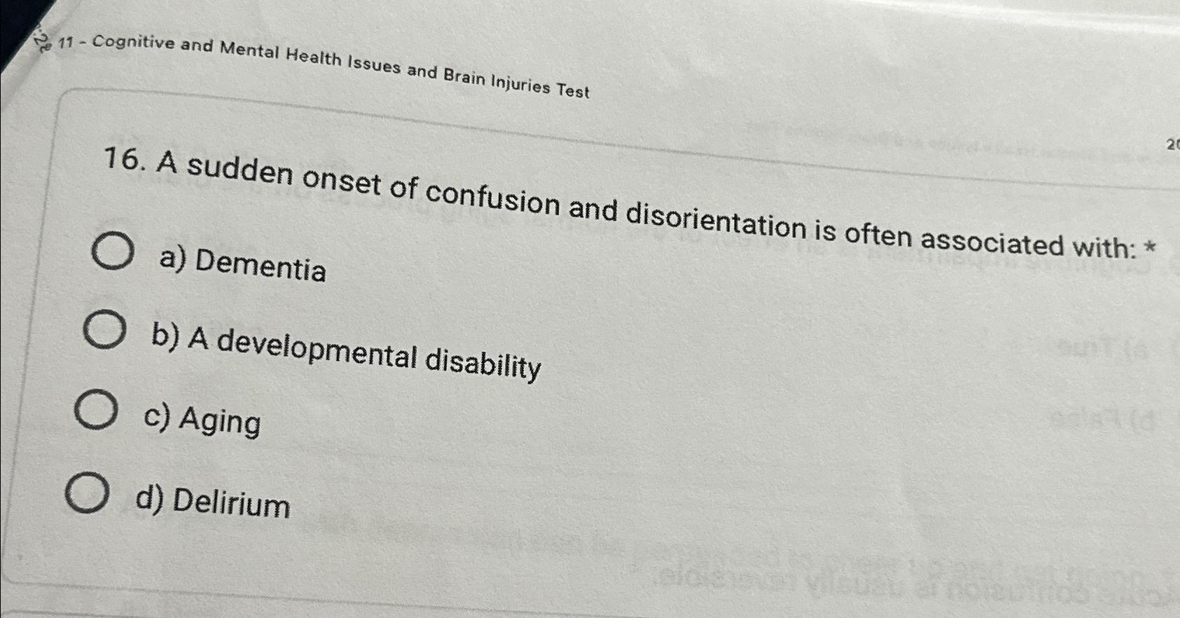 Solved Cce 11 - ﻿Cognitive and Mental Health Issues and | Chegg.com