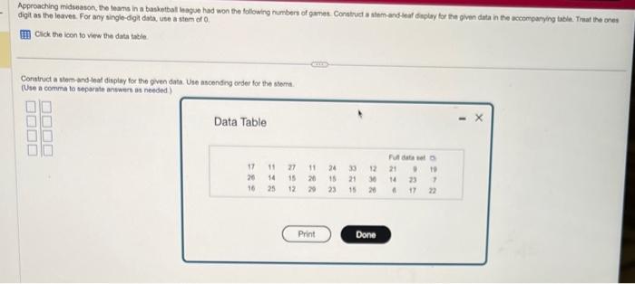 Solved digit as the leaves. For any single-dight data use a | Chegg.com