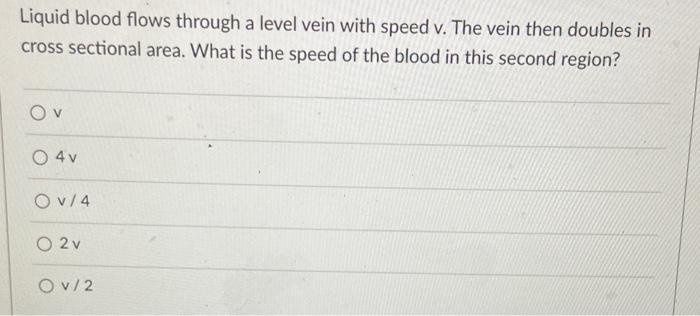 Solved Liquid blood flows through a level vein with speed v. | Chegg.com