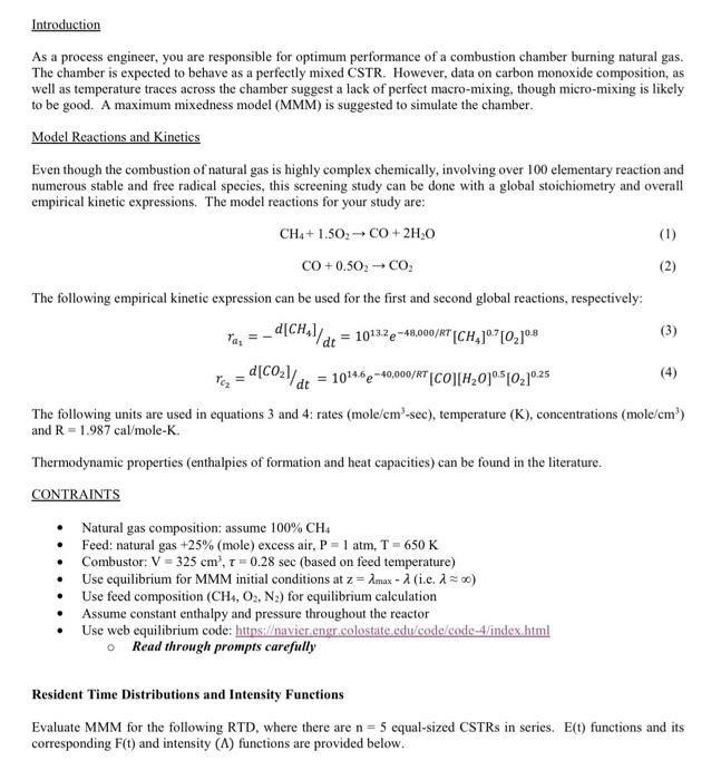 Solved ChE 612-Term Project Dr. Nellone E. Reid SUPPLEMENTAL | Chegg.com