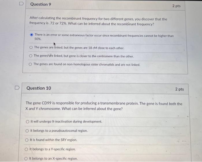 Solved Question 9 2 pts After calculating the recombinant | Chegg.com
