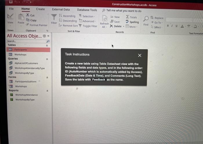 Solved Task Instructions In Datasheet View Of The