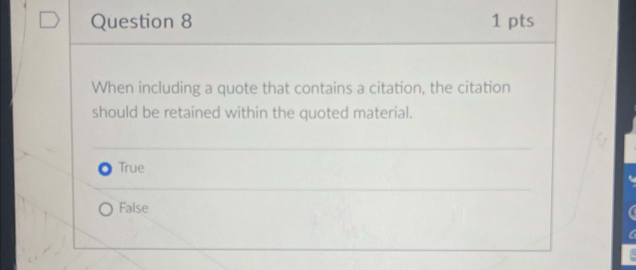 Solved Question 81 ﻿ptsWhen including a quote that contains | Chegg.com