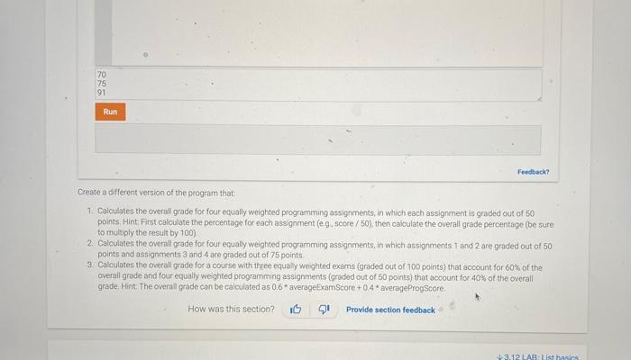 Solved zyDE 3.11.1 Grade calculator: Average score on three | Chegg.com