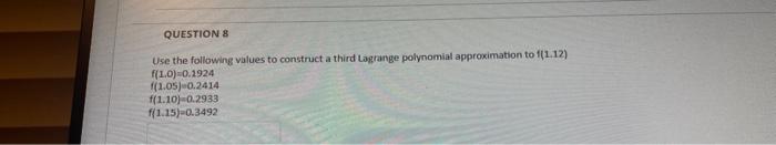 Solved Use the following values to construct a third | Chegg.com