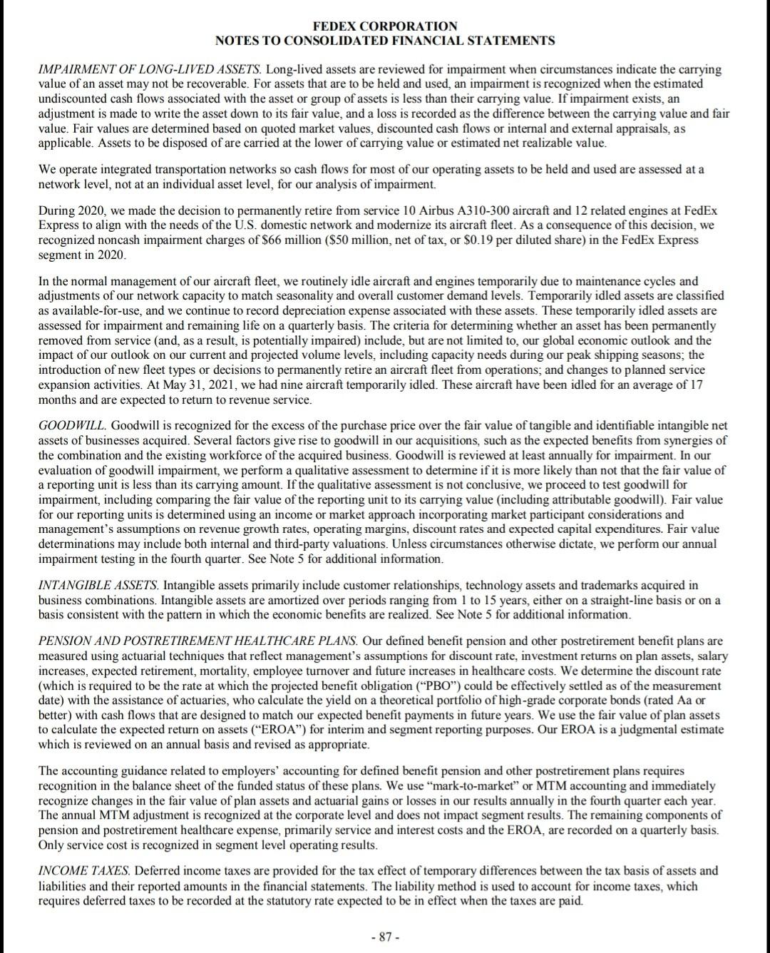 Solved FedEx Corporation FYE 5/3 I/2 I Annual Report Balance | Chegg ...